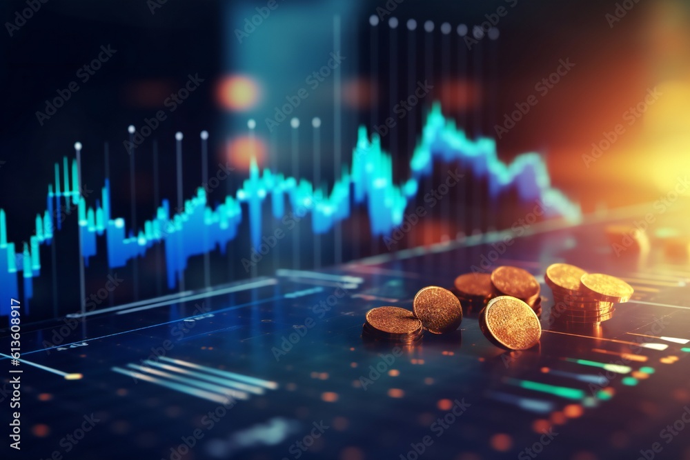 Stock market growth, business investing and data concept with digital ...