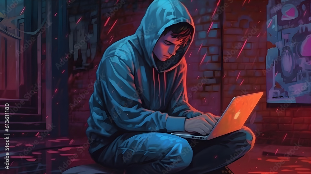 Cyberbullying, A teenager being harassed online, A dark and menacing ...