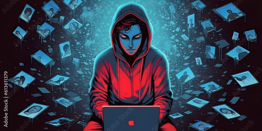 Cyberbullying, A teenager being harassed online, A dark and menacing ...