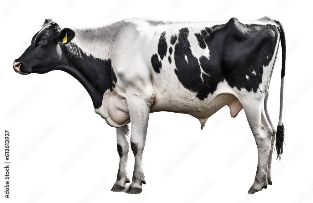 Black white Cow isolated on the transparent background PNG. AI ...