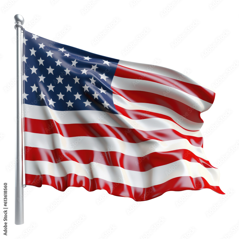 American flag isolated on white, transparent background, PNG, USA ...