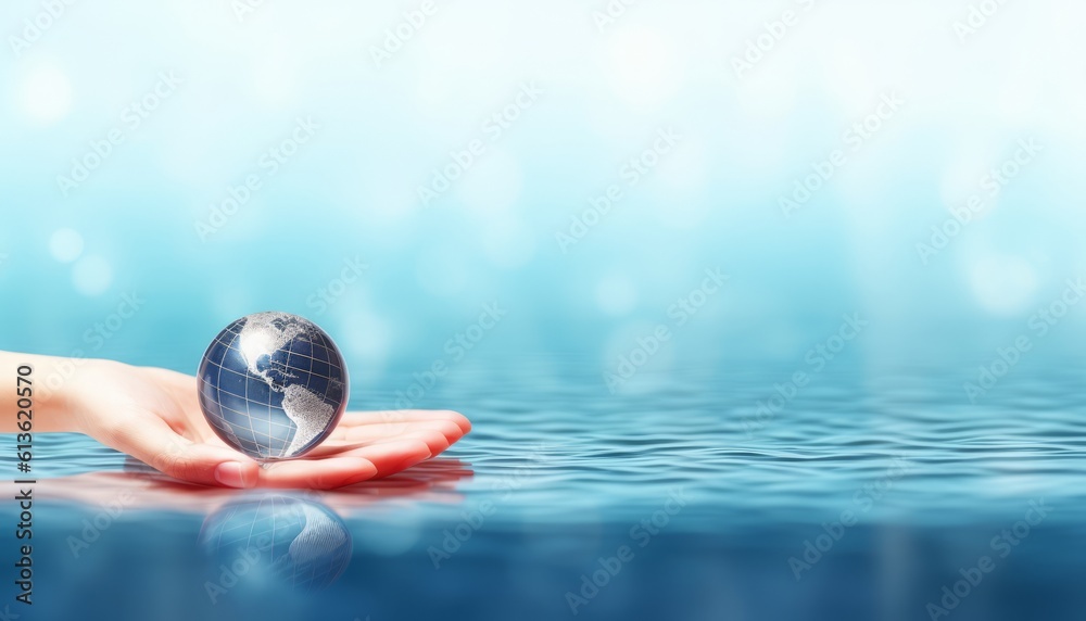 World Water day concept with world in clean water drop on and fresh ...