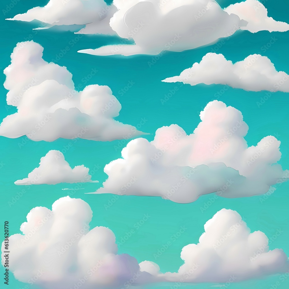 Whimsy in the Sky: Illustration of Colourful Clouds in a Fantastical ...