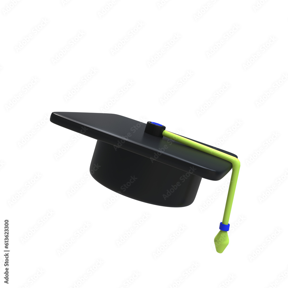 ภาพประกอบสต็อก academic graduation cap university convocation hat 3d ...