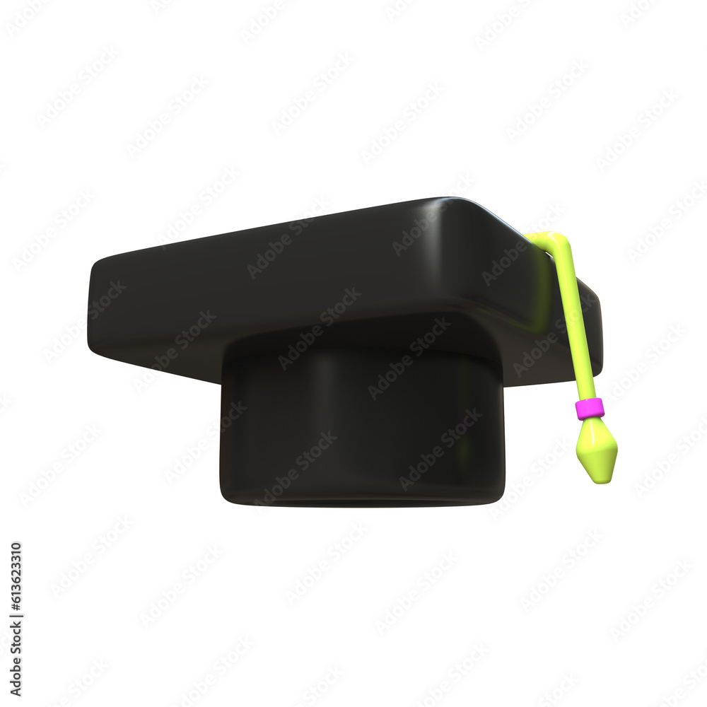 academic graduation cap university convocation hat 3d rendering ...