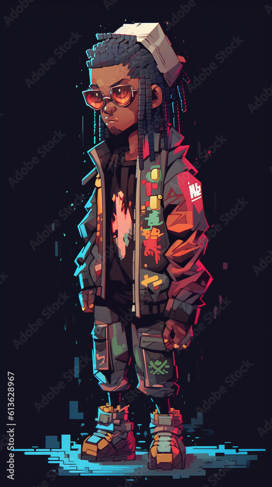 Pixel art rapper character wearing streetwear Stock Illustration ...