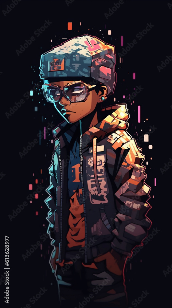 Pixel art rapper character wearing streetwear Stock Illustration ...