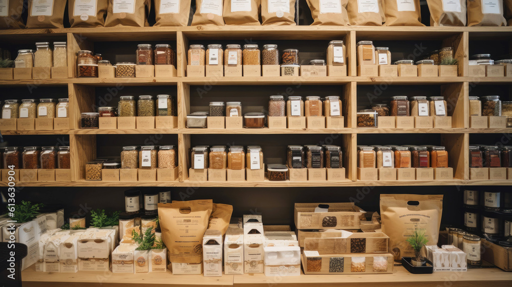 Grocery shelf with sustainable products (Generative AI) Stock ...