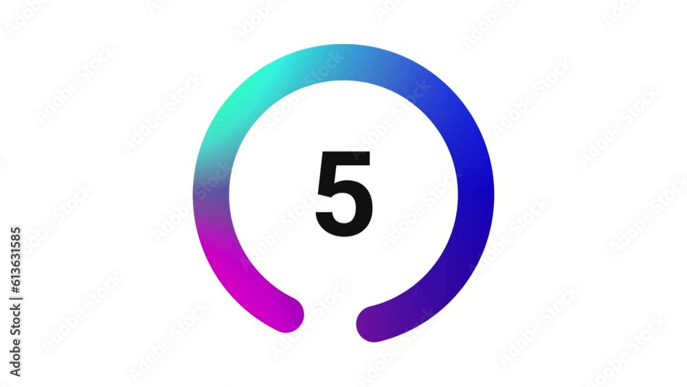 10 seconds gradient circle animated indicator countdown on white ...