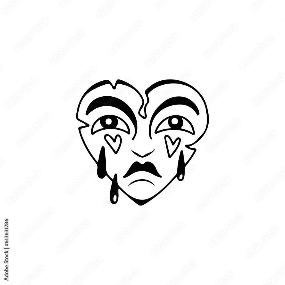 vector illustration of a crying heart Stock Vector | Adobe Stock