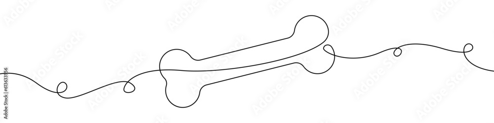 Bone icon line continuous drawing vector. One line Bone icon vector ...