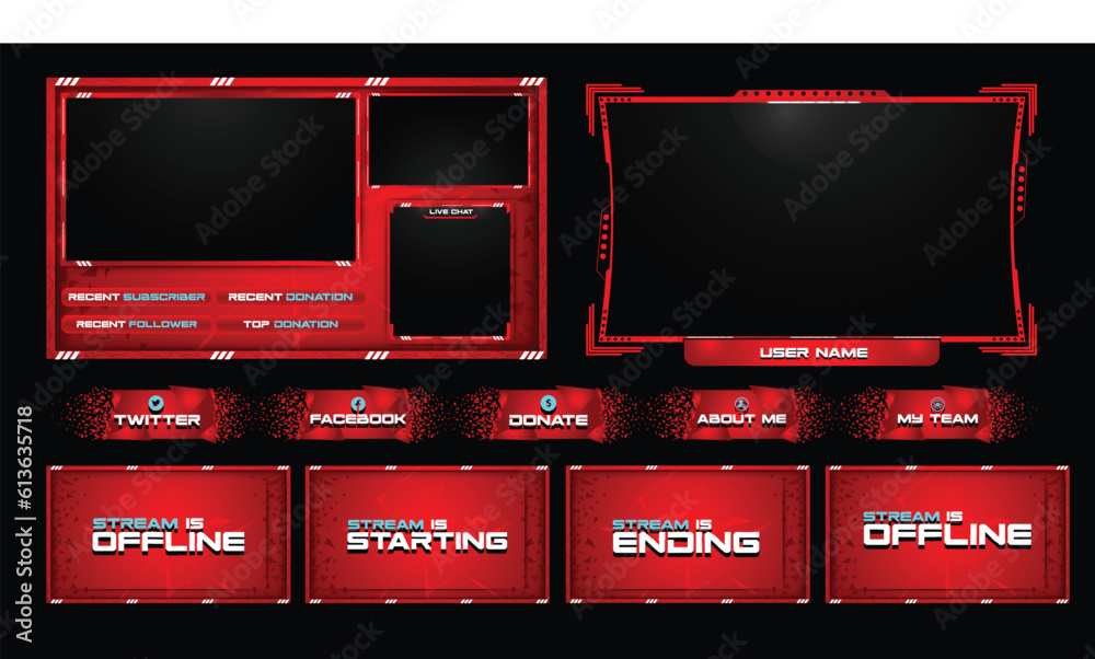 Twitch stream overlay package including facecam overlay, offline ...
