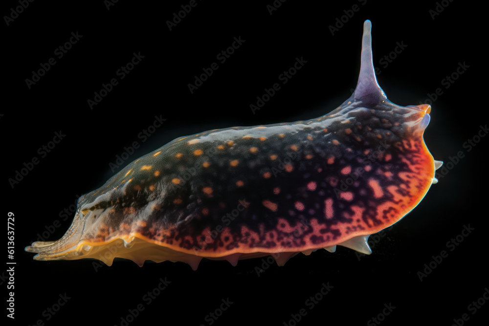 An underwater close-up of a vibrant sea slug, showcasing its intricate ...