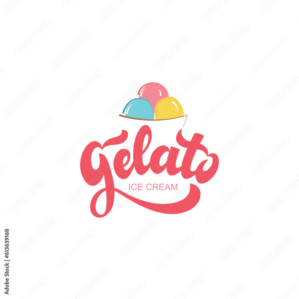 Gelato Italiano hand drawn text. Modern brush ink calligraphy, hand ...