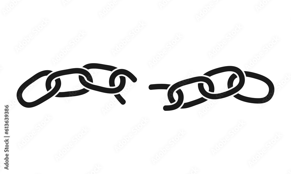 Hand drawn cute illustration of broken chains. Flat vector liberation ...