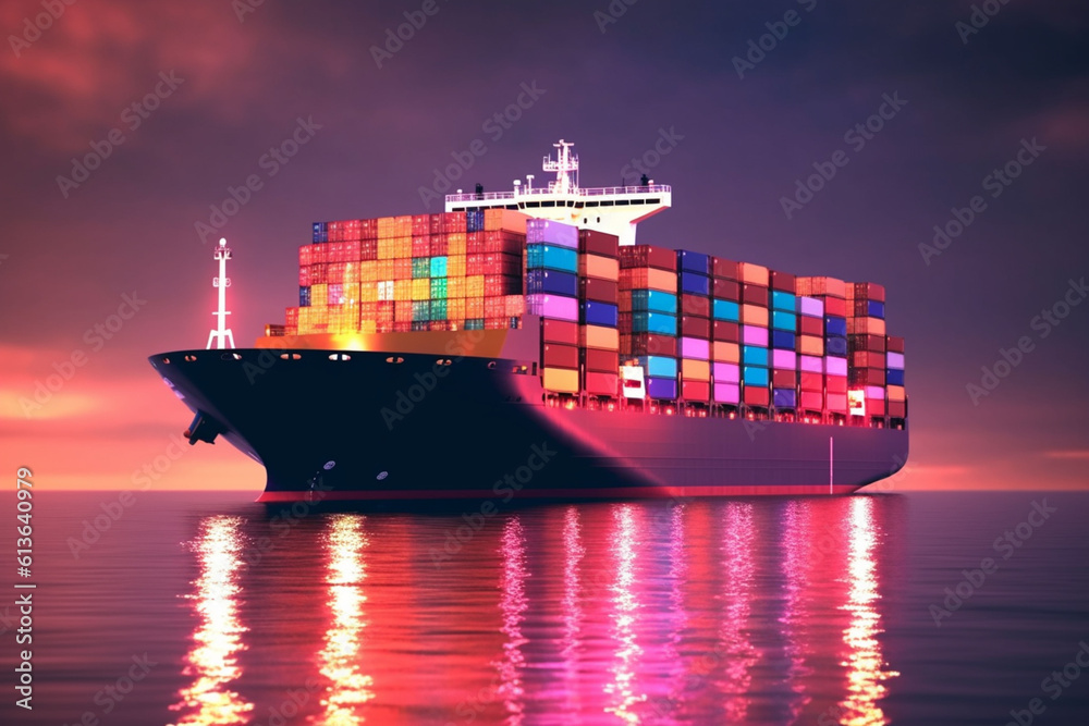 Trade on the move, Import-export background with container cargo ...