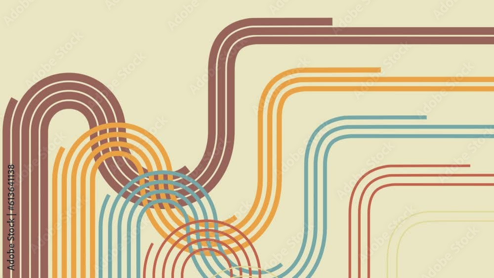 art retro color palette drawing lines animated on black backgorund 70s ...