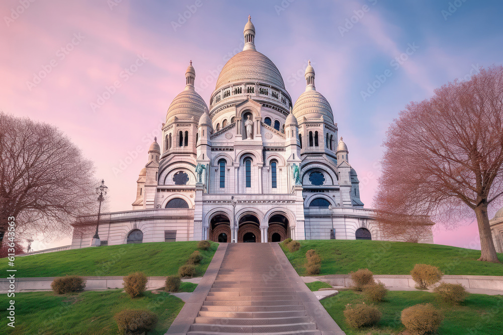 An iconic landmark during golden hour, with the warm glow of the ...