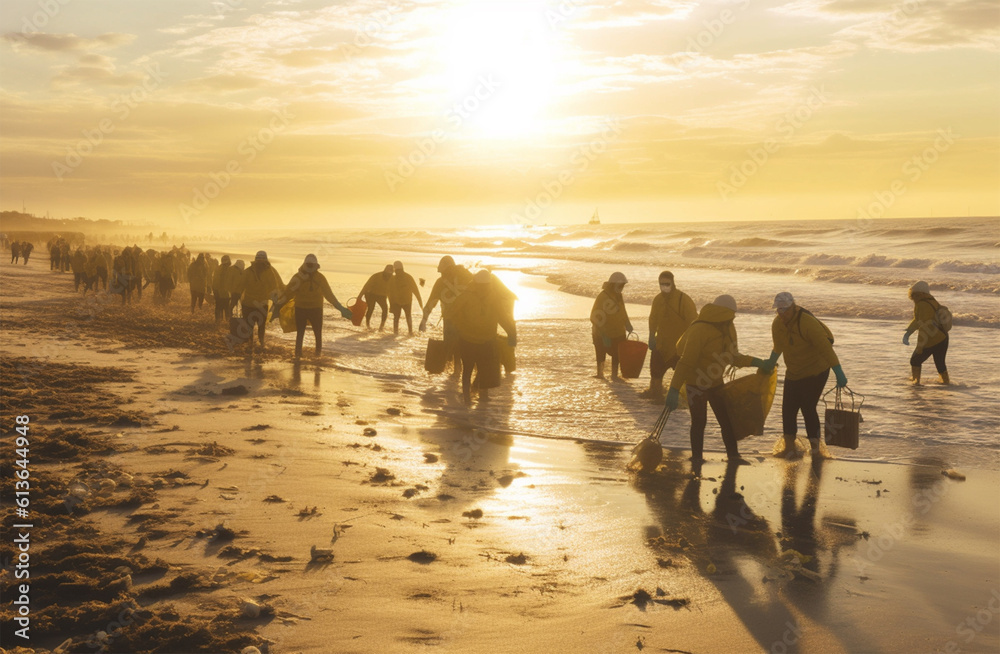 Candid scene of volunteers demonstrating commitment and teamwork while ...