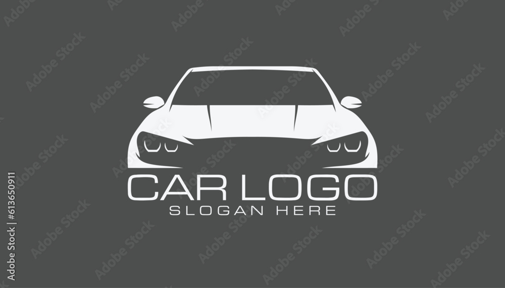 car logo isolated vector on dark background with sports car outline ...