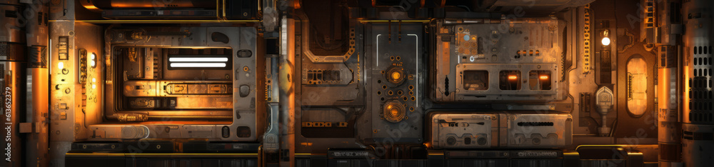Galactic Dashboard: Internal Panel Surface of a Futuristic Sci-Fi Style ...