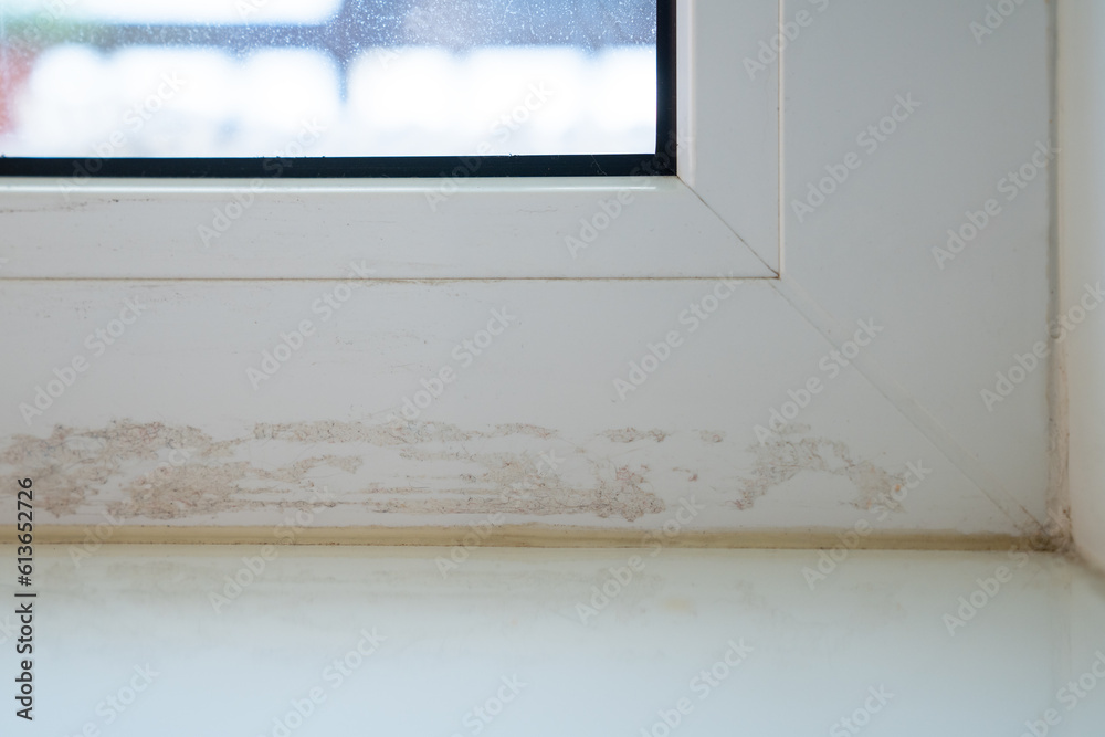 Dirty window frame after sealing cracks with duct tape. Need special ...