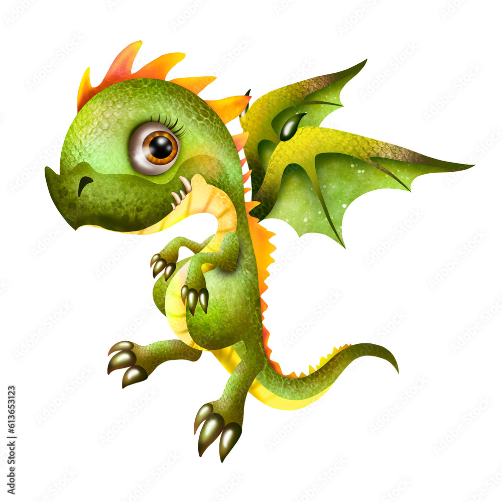 Dragon illustration, cute green dragon, 2024 year of the Dragon, green ...