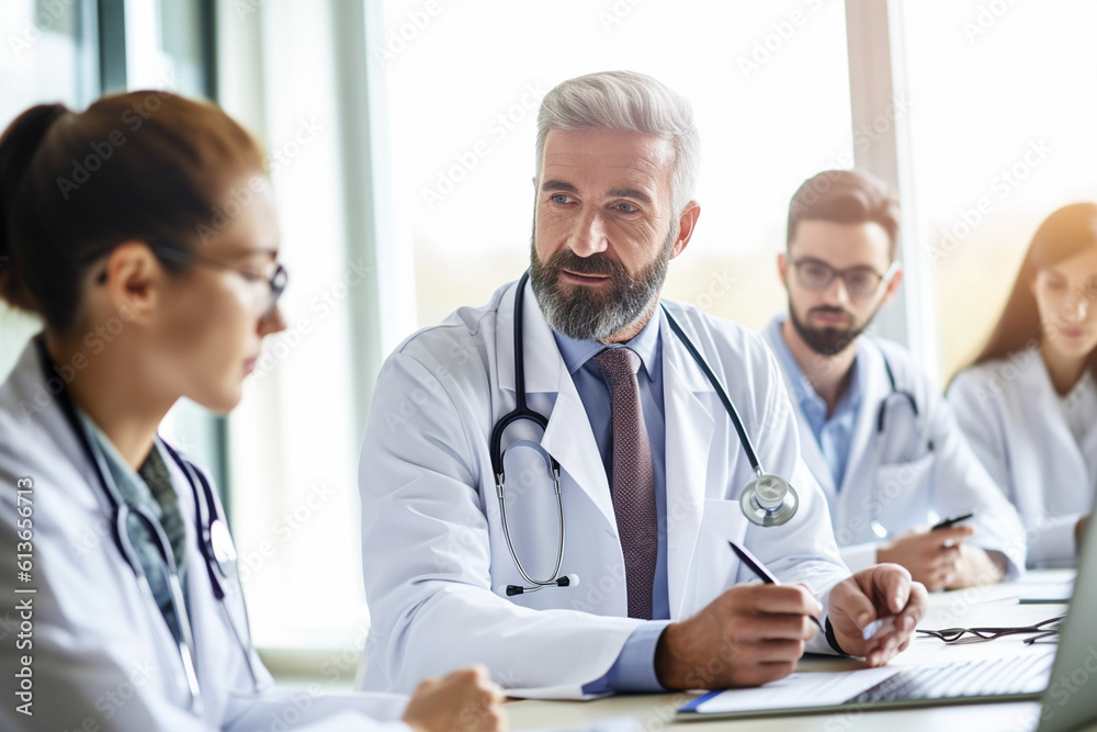 Doctor discussing treatment plans with a multi-disciplinary medical ...