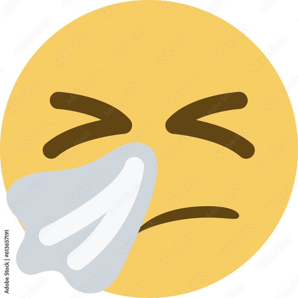 Sneezing emoji. Sneezing emoji. Allergy emoticon with a handkerchief ...