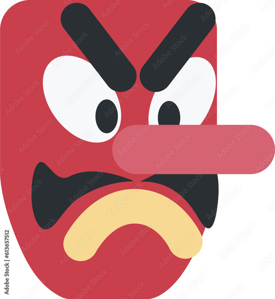 Top quality emoticon. Red devil emoticon face emoji. Tengu emoticon ...