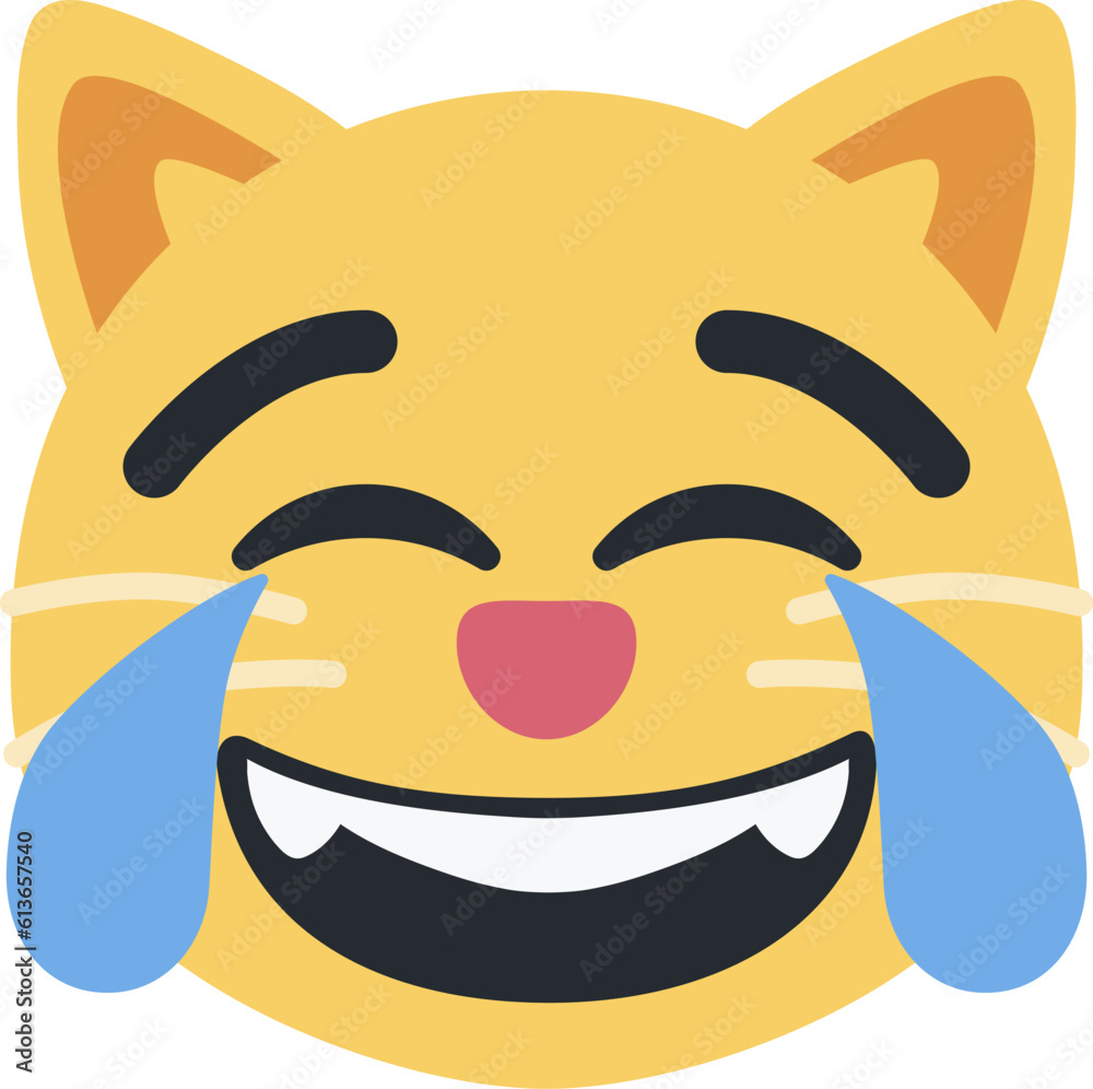 Cat with Tears of Joy vector emoji icon. A cartoon cat variant of Face ...