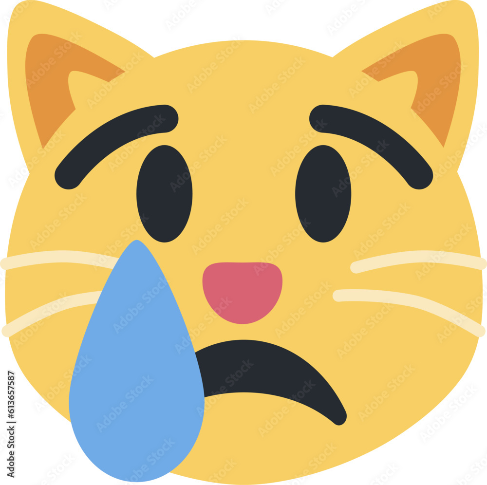 Crying Cat vector emoji icon. A cartoon cat variant of Crying Face ...