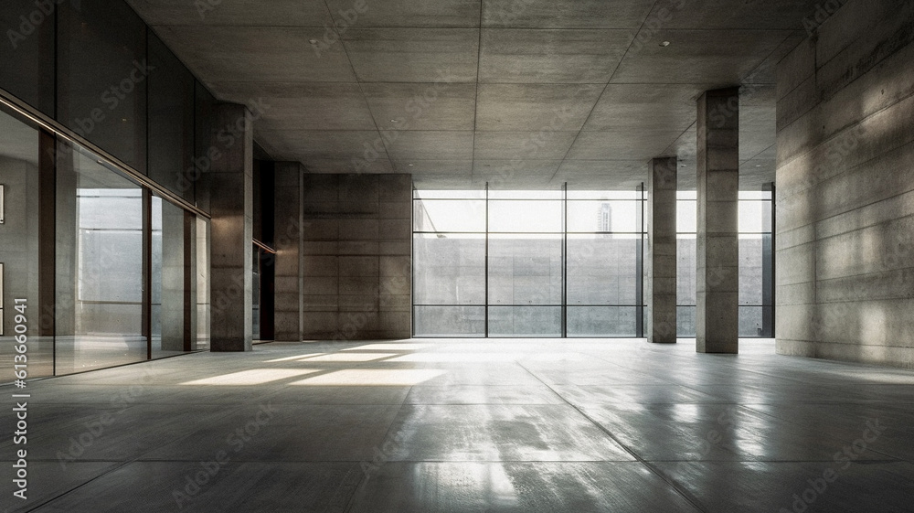 Empty brutalist room with no furniture, created with generative AI ...