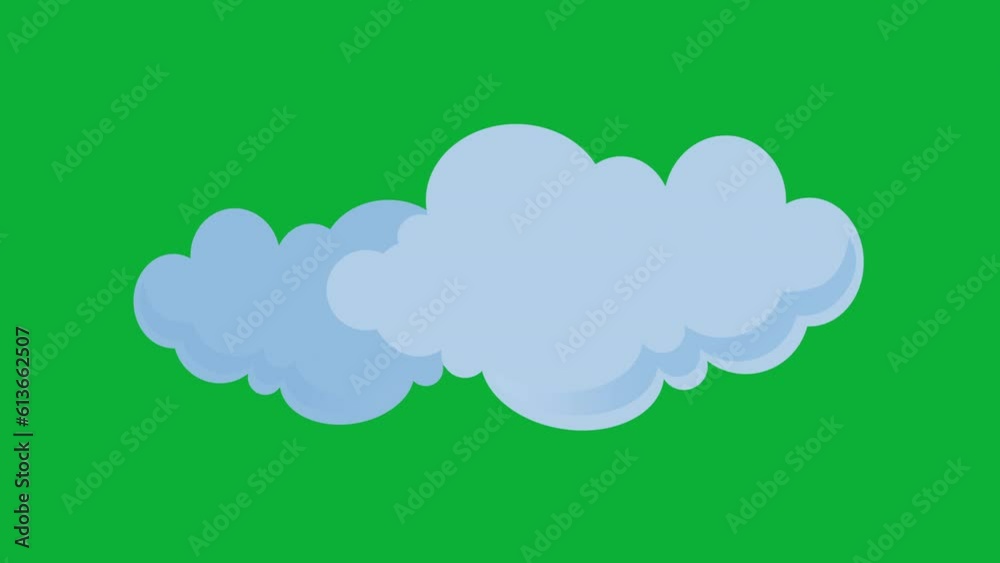 Two Moving Clouds Animated Cartoon Clouds Looped Isolated on Green ...
