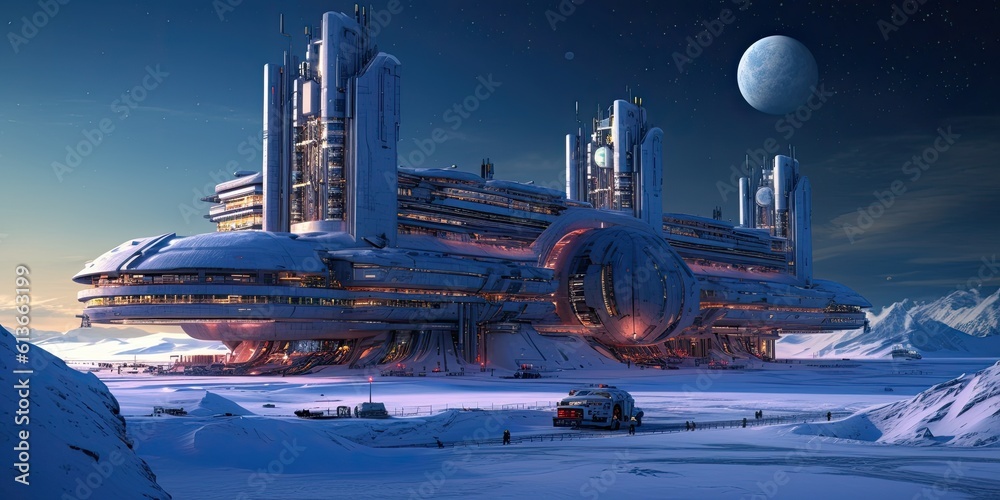 a futuristic Artic outpost colony Space Frontier-themed, horizontal ...