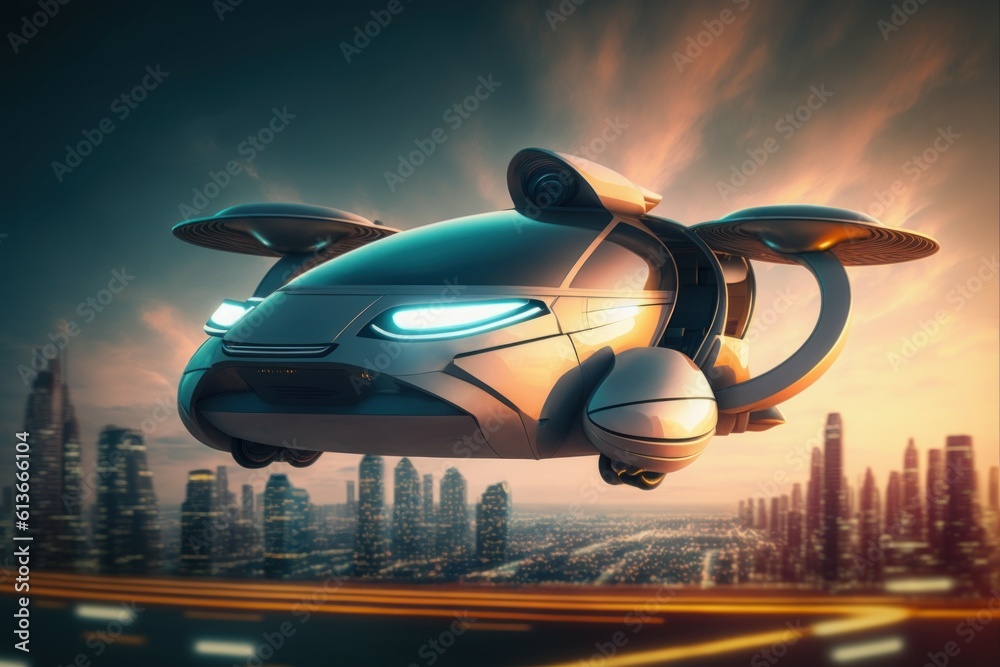Futuristic model of a flying car. AI generated, human enhanced. Stock ...
