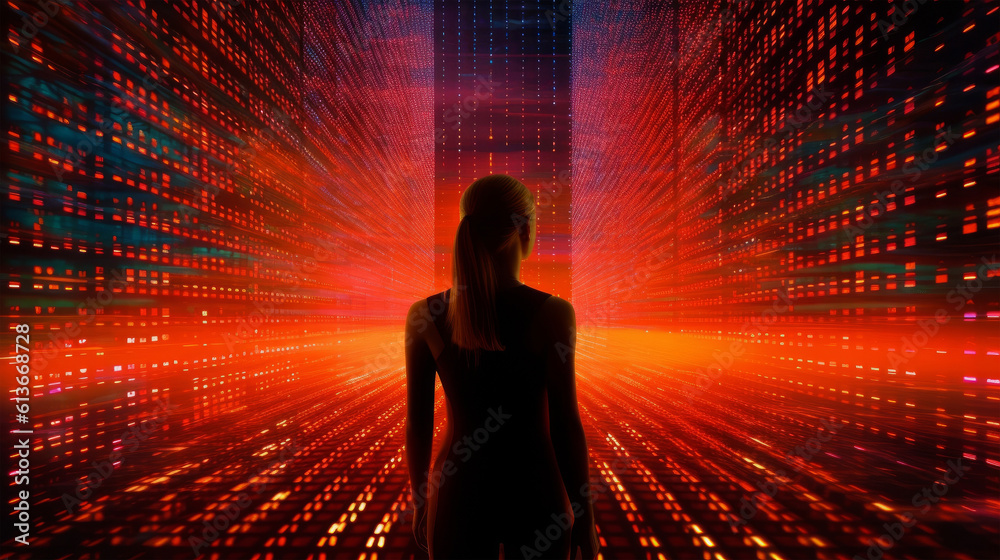 Red matrix wallpaper with binary code technology background Stock ...