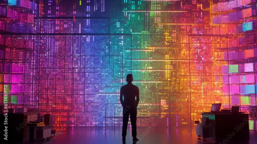 Future AI Digital rainbow tech wallpaper graphic, captivating ...