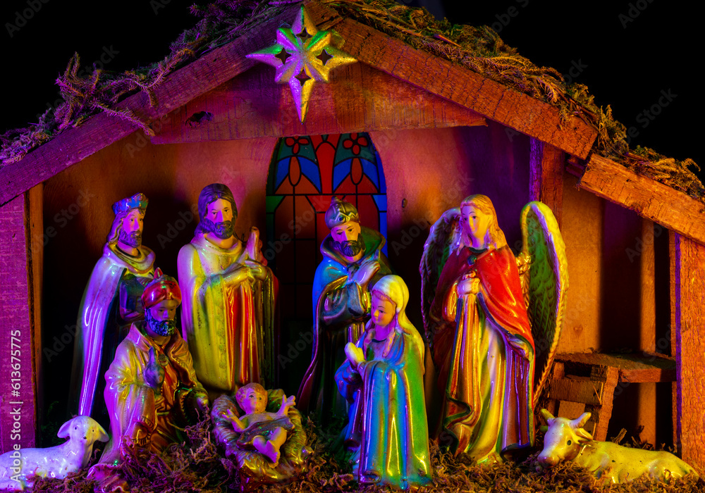 Manger merry christmas design for Christmas greeting card. Nativity ...