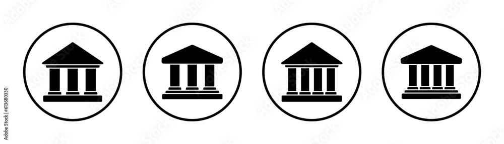 Bank icon set illustration. Bank sign and symbol, museum, university ...