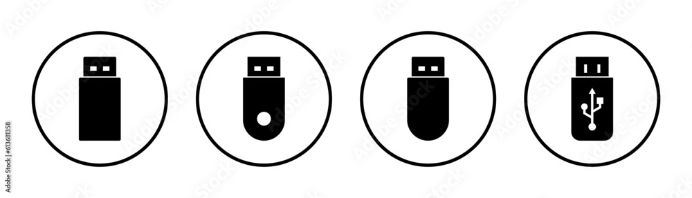 Usb icon set illustration. Flash disk sign and symbol. flash drive sign ...