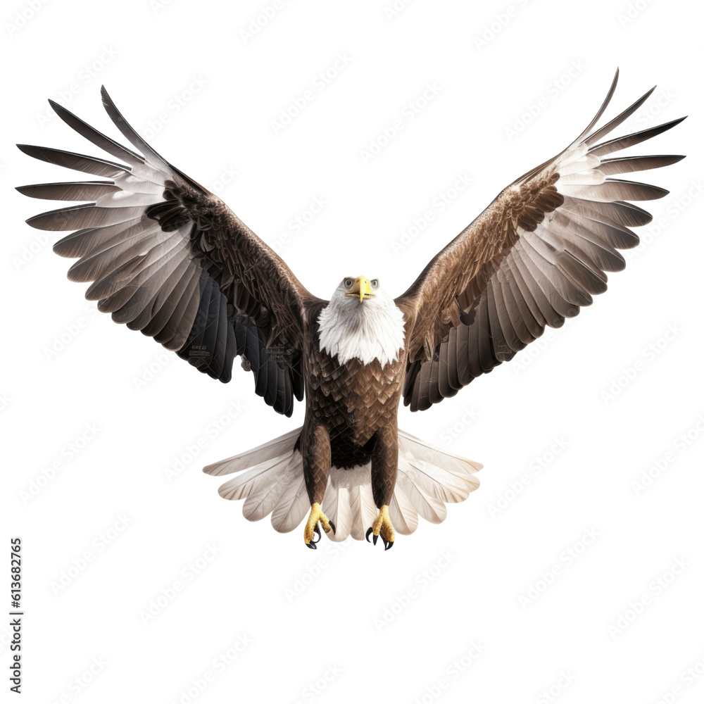 bald eagle with outspread wings isolated on a transparent background, generative ai Stock ...