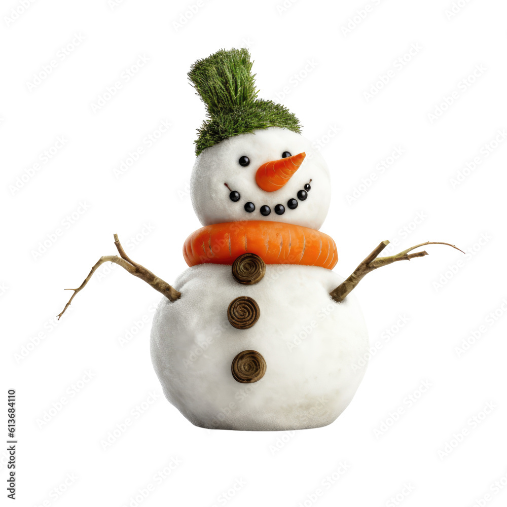 snowman with carrot nose isolated on a transparent background ...