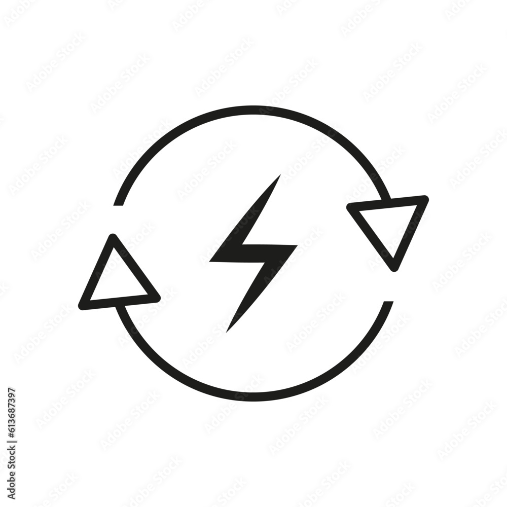icon recharge. circular arrow symbol with lightning symbol. battery ...