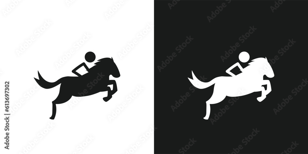 Equestrian sport icon pictogram vector design. Stick figure man horse ...