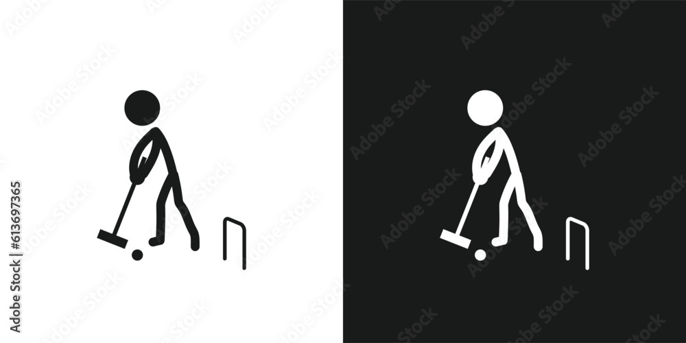 Croquet icon pictogram vector design. Stick figure man croquet player ...