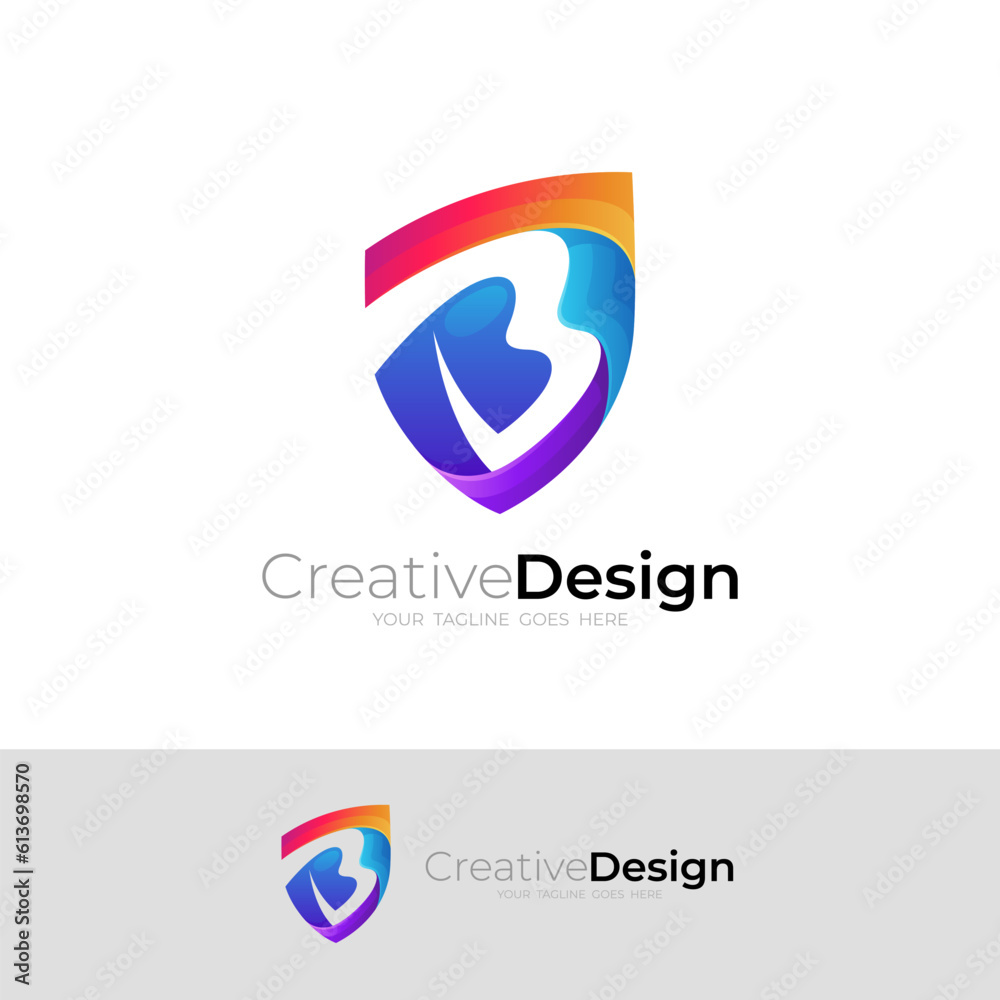 B logo, Letter B logo and shield design combination, security logos ...