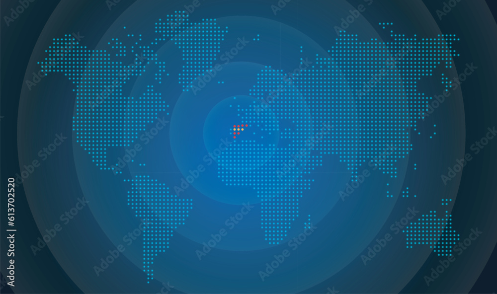Spain World Map stock illustration, dotted map in futuristic style ...