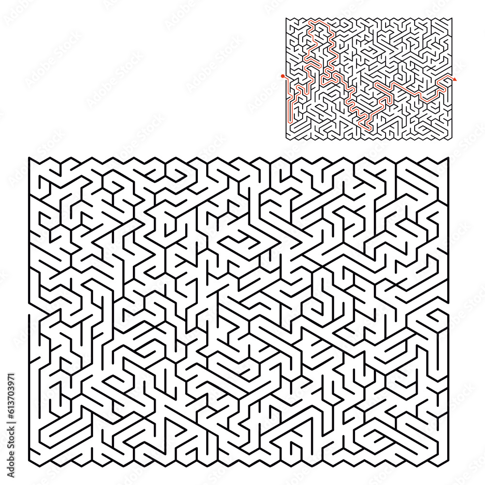 Vector Square Maze - Labyrinth with Included Solution in Black and Red ...