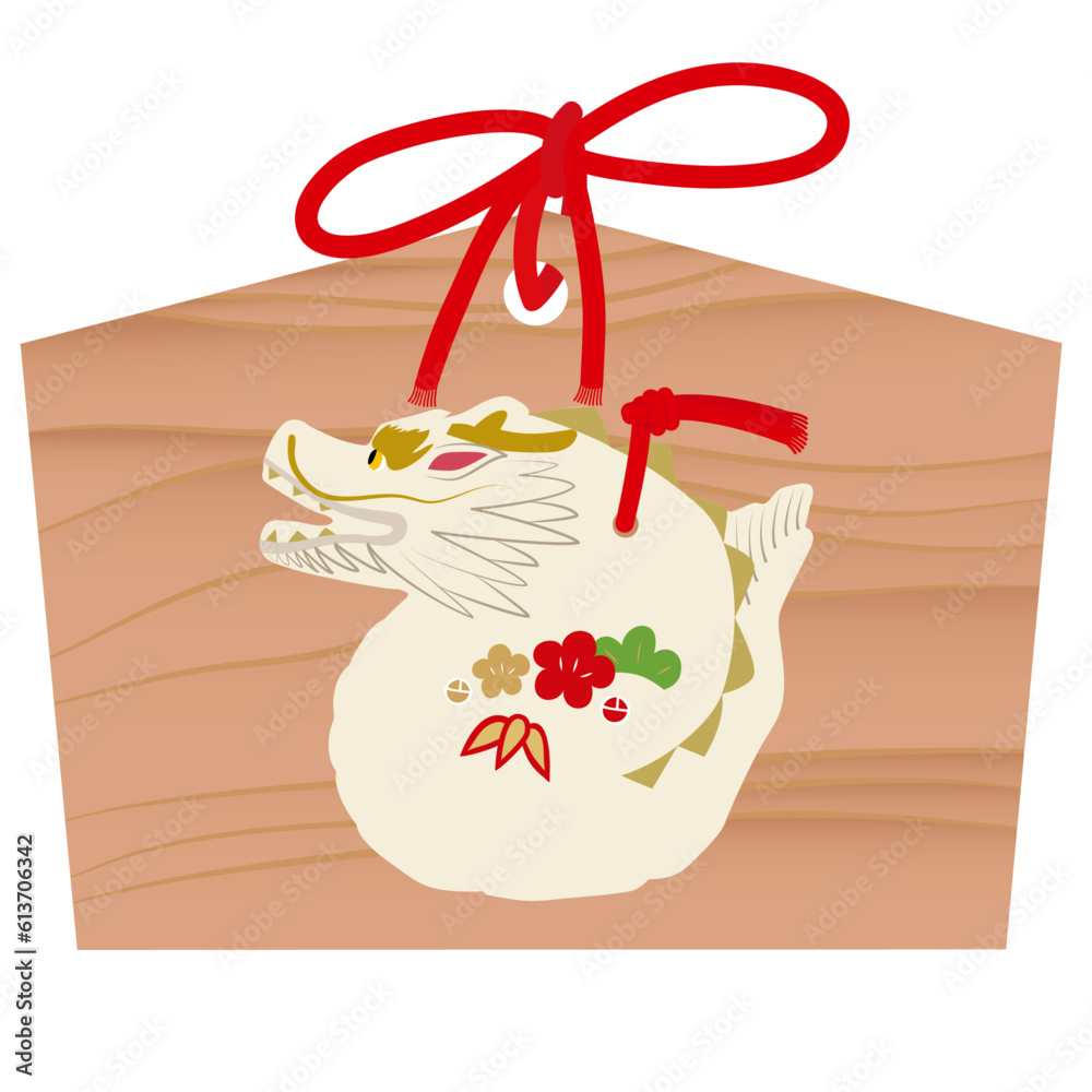 横向きの龍が描いてある絵馬のイラスト Stock Vector | Adobe Stock